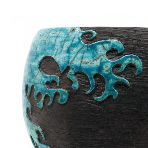 Large Raku Design Vase 'The big wave off Kanagawa'